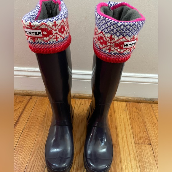 Hunter | Shoes | Hunter Dark Purple Rain Boots With Optional Sock ...